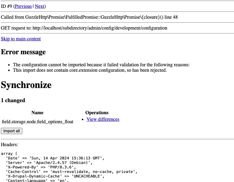 The Configuration Synchronization Page Encounters Errors When Coreextensionyml Is Missing In 1569